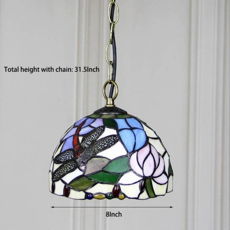 8 İnç Tiffany Tarzı Vitray Asılı Lamba Eski Küçük Vitray Tavan Lambası ...
