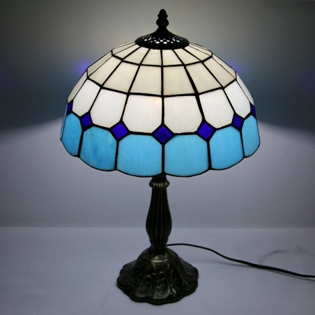 12 İnç Tiffany Lamba Vitray Başucu Lambası Akdeniz Tarzı Okuma Masası ...