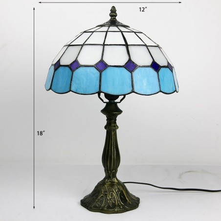 12 İnç Tiffany Lamba Vitray Başucu Lambası Akdeniz Tarzı Okuma Masası ...