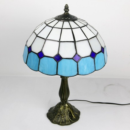 12 İnç Tiffany Lamba Vitray Başucu Lambası Akdeniz Tarzı Okuma Masası ...